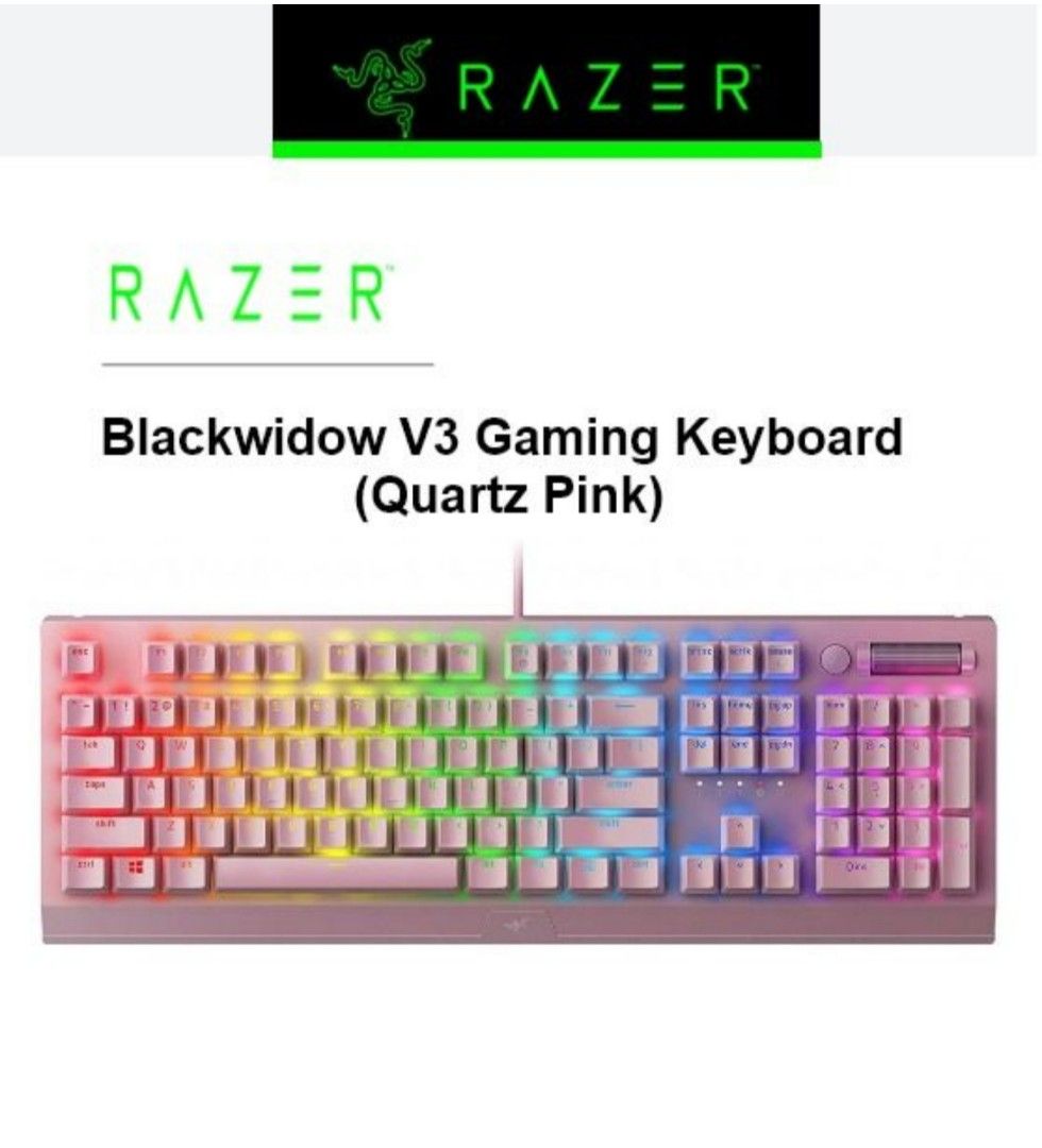 RAZER™ Blackwidow V3 Gaming Keyboard Quartz Pink - Green Switch ...