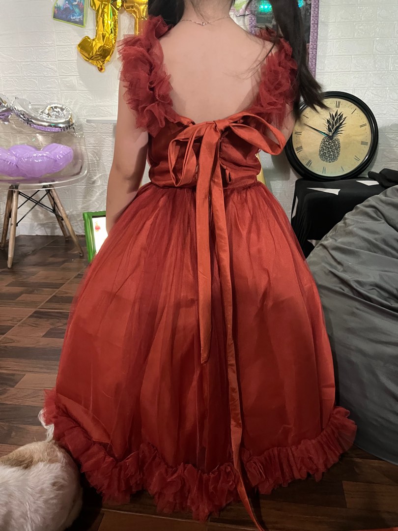 Rust flower girl gown, Babies & Kids, Babies & Kids Fashion on Carousell