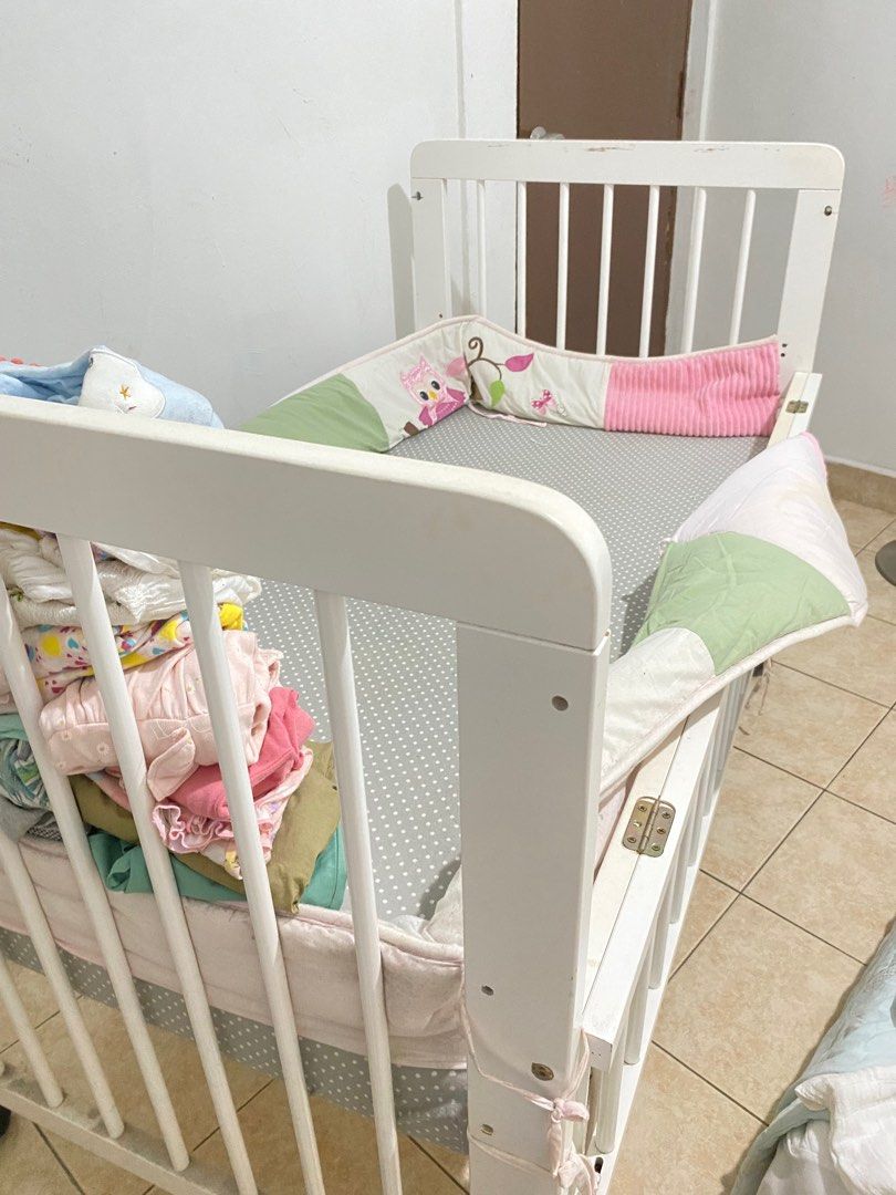 Solid Wood White Baby Cot or Crib Large Size with ComfyBaby Purotex ...