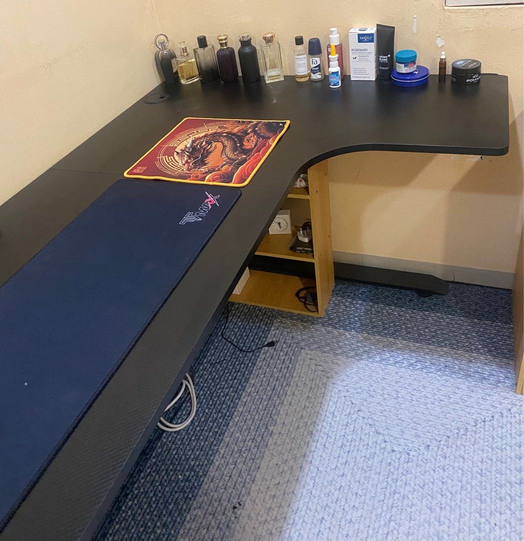 TMAX L160cm L-Shape Gaming Table Study Table Working Desk With RGB ...