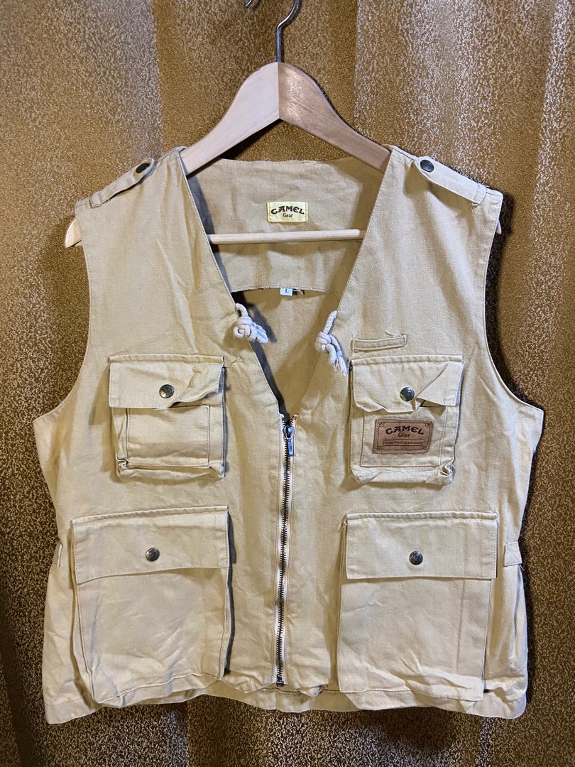 Vintage camel gear multi pocket vest, Men's Fashion, Tops & Sets, Vests ...