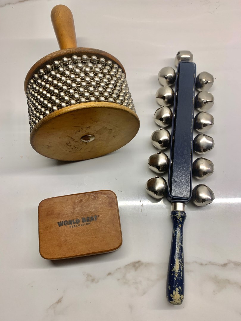 Wooden Hand Shaker Cabasa Percussion Instrument, Handheld Sleigh Bells ...