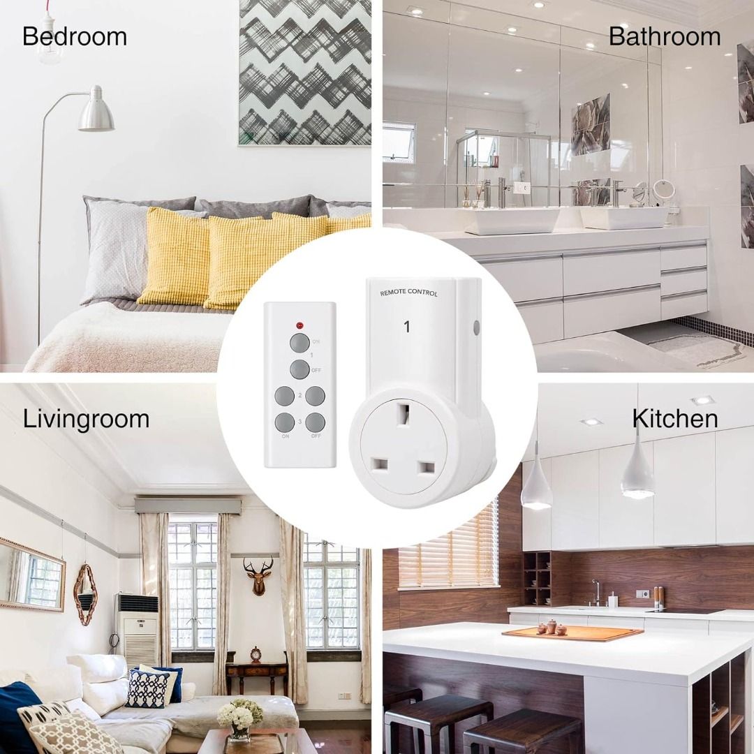 無線遙控插頭插座13A開關30M工作範圍家用電器 rttckp Wireless Remote Control Plug Socket 13A ...