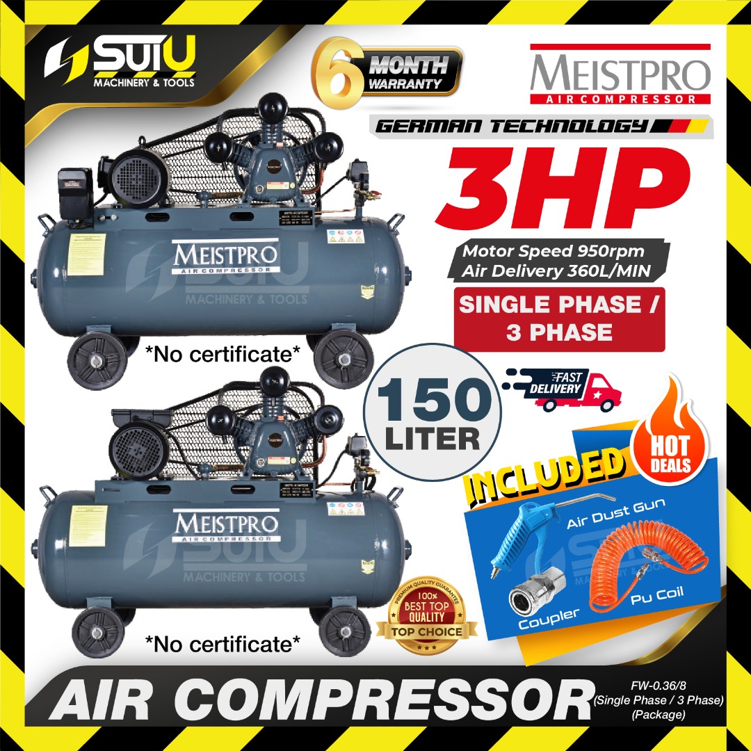 [240V / 415V PACKAGE] MEISTPRO FW-0.36/8 / FW0.36/8 3HP 150L Single ...