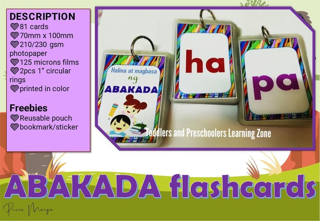 81 cards complete ABAKADA 2.7" x 3.9" laminated cards with rings ...