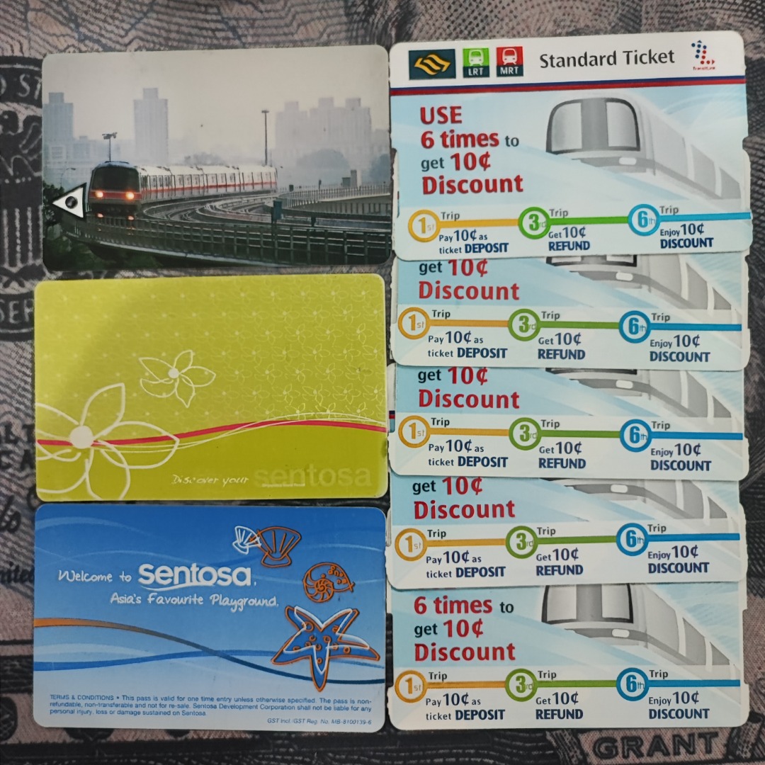 8 Pieces of SINGAPORE Vintage MTR Card ( s ) / SENTOSA card ( s ...