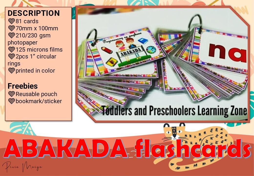 ABAKADA pink cards 81 pcs laminated with rings and freebies, Hobbies ...