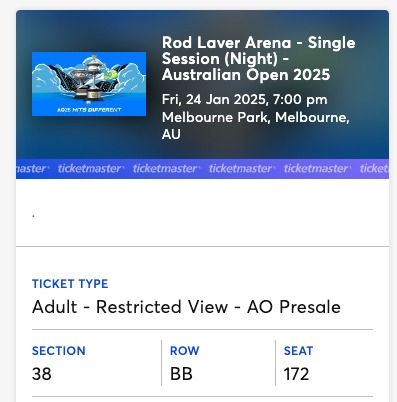 Tickets to the australian open store