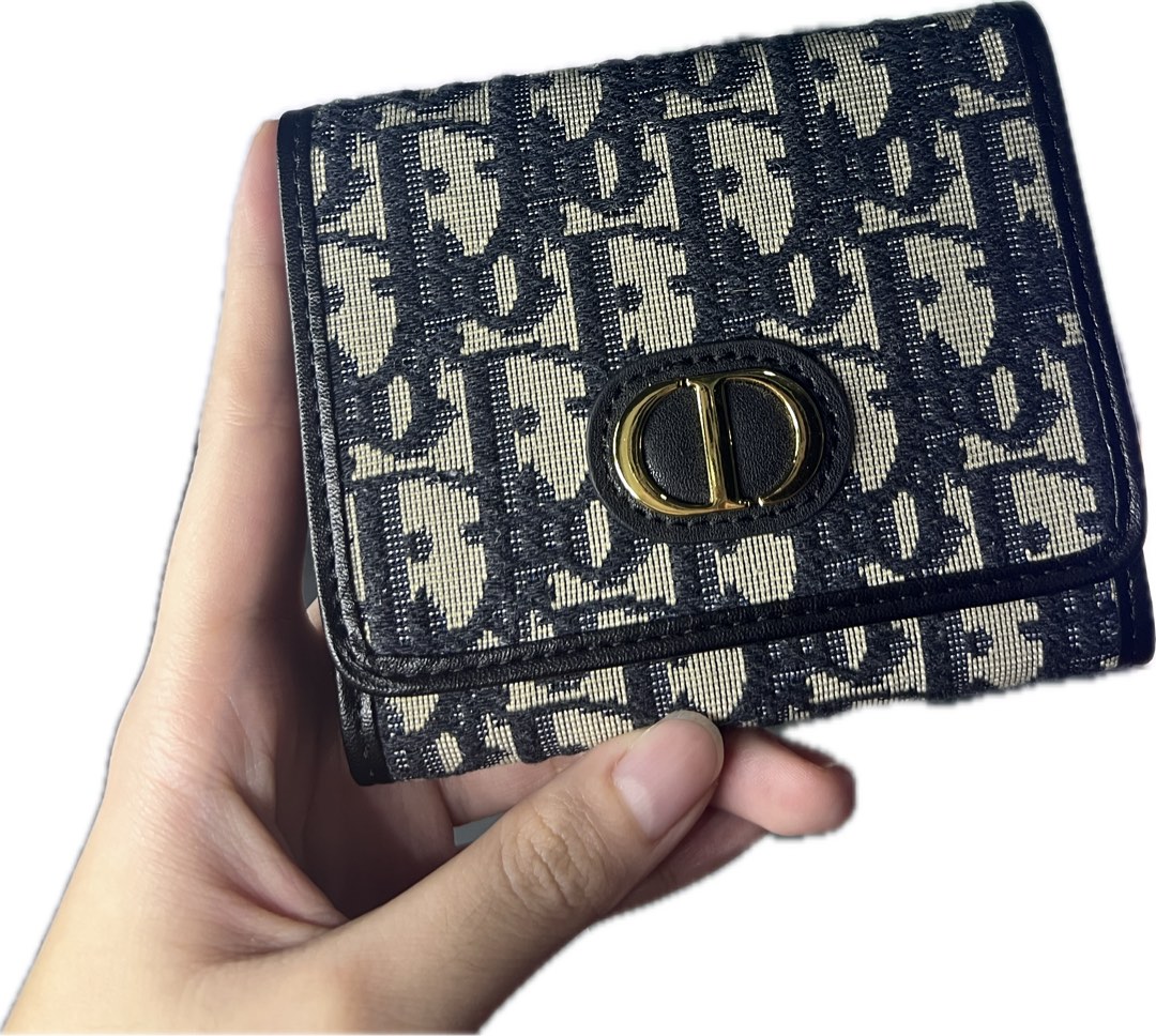 Christian Dior / CD Trifold Wallet Classic Blue Embroidered, Women's ...