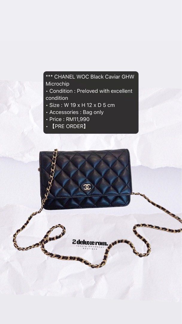 CHANEL WOC Black Caviar GHW Microchip | FIXED PRICE, Luxury, Bags ...