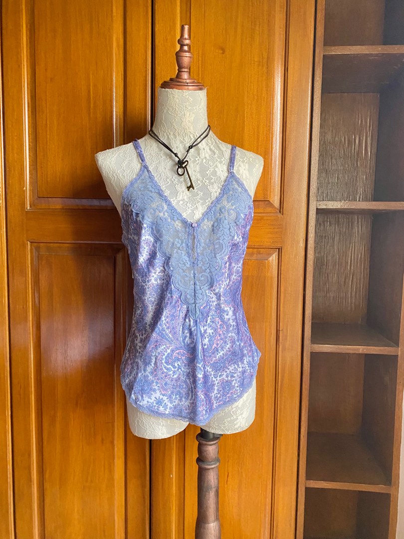 Chantilly Maidenform (ILGWU tag ) y2k camisole top blue floral vintage ...