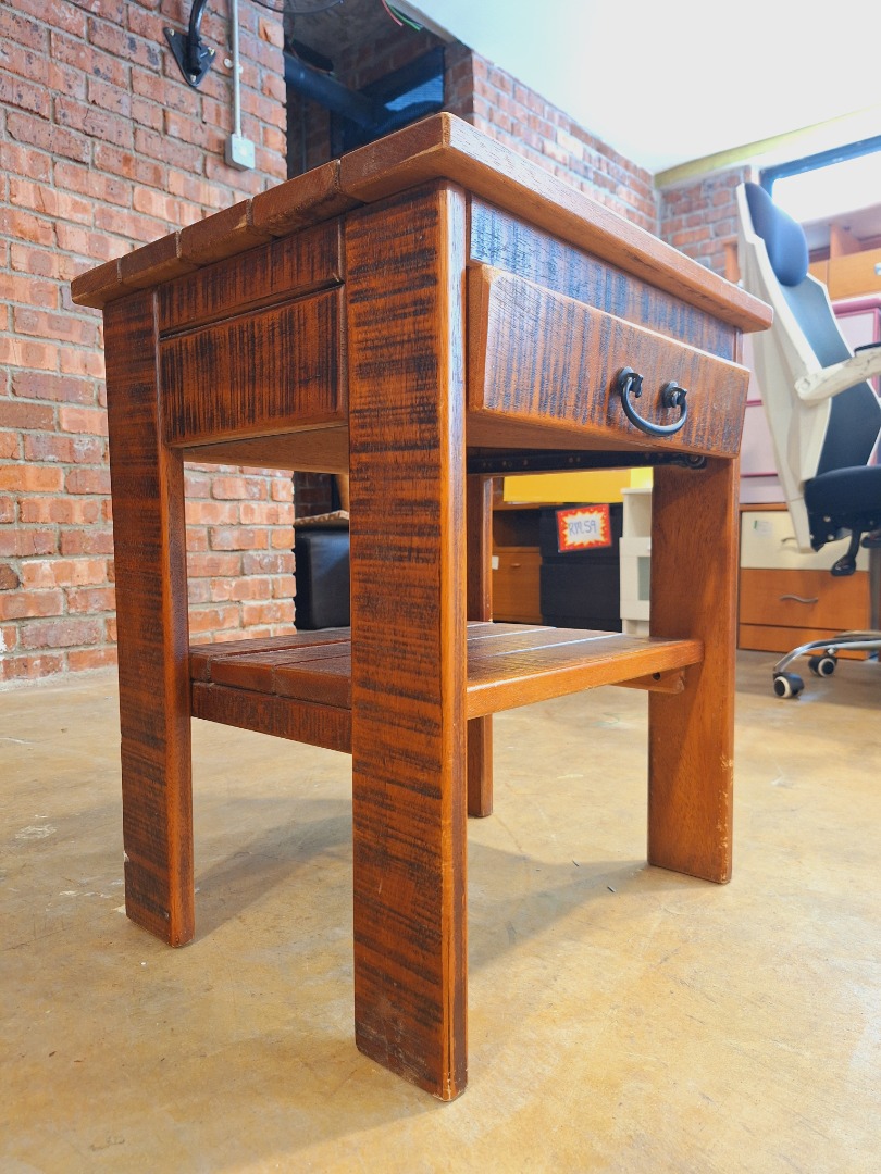 Classic Solid Koa Wooden Side Table w/ Drawer | Meja Sisi Kayu Koa Padu ...