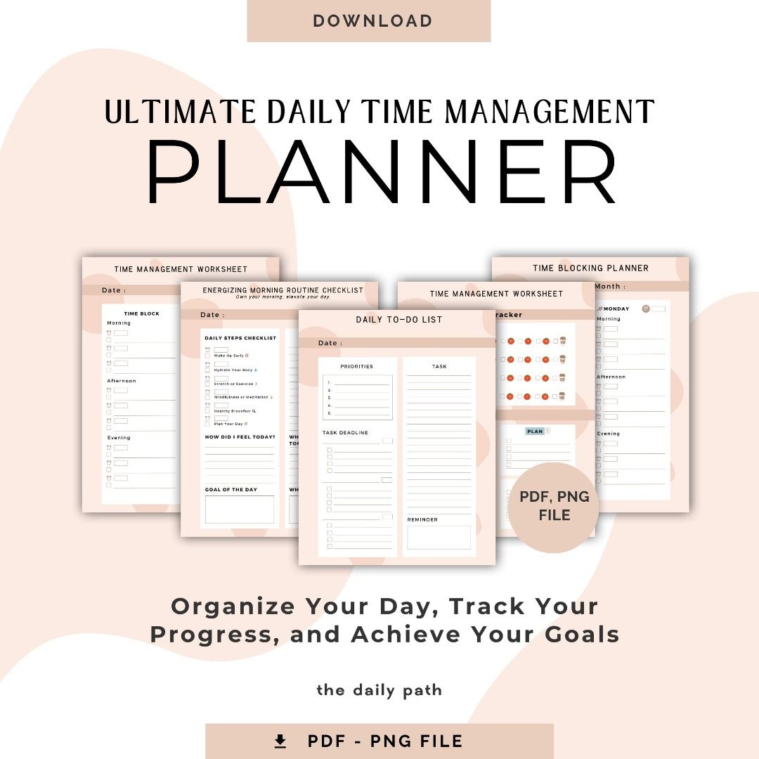 Daily Time Management Planner Template | Planner Printable | Weekly ...
