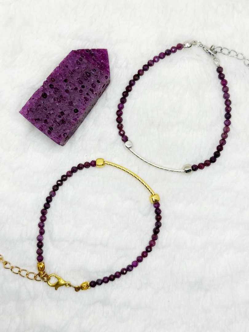Faceted Ruby Bracelet (UV Reactive) | 3mm, Women's Fashion, Jewelry ...