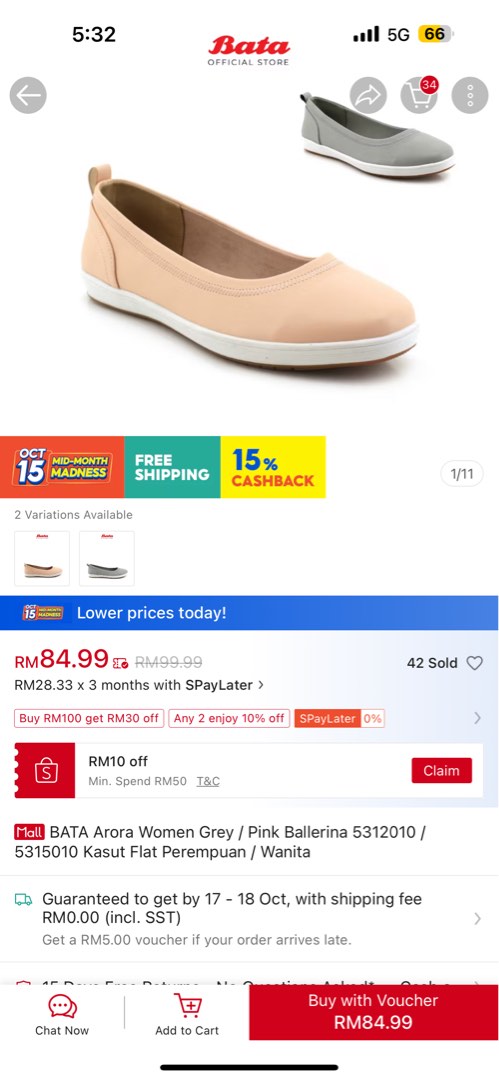 Flats ballerina BATA, Women's Fashion, Footwear, Flats on Carousell