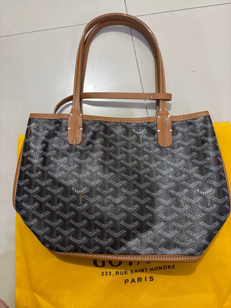 Goyard mini anjou tan real leather grained texture super excellent ...