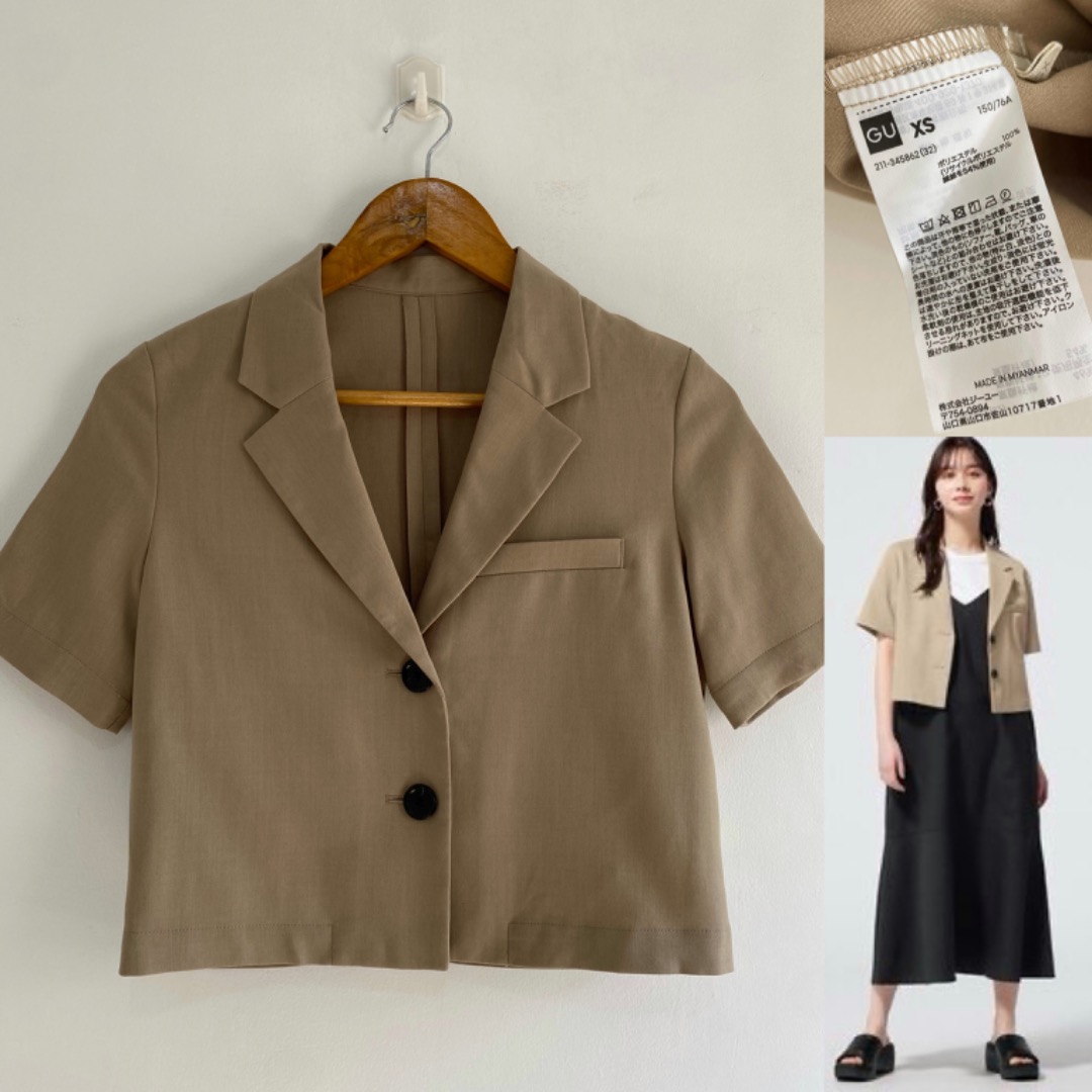 GU Half Sleeve Cropped Jacket, Women's Fashion, Activewear on Carousell