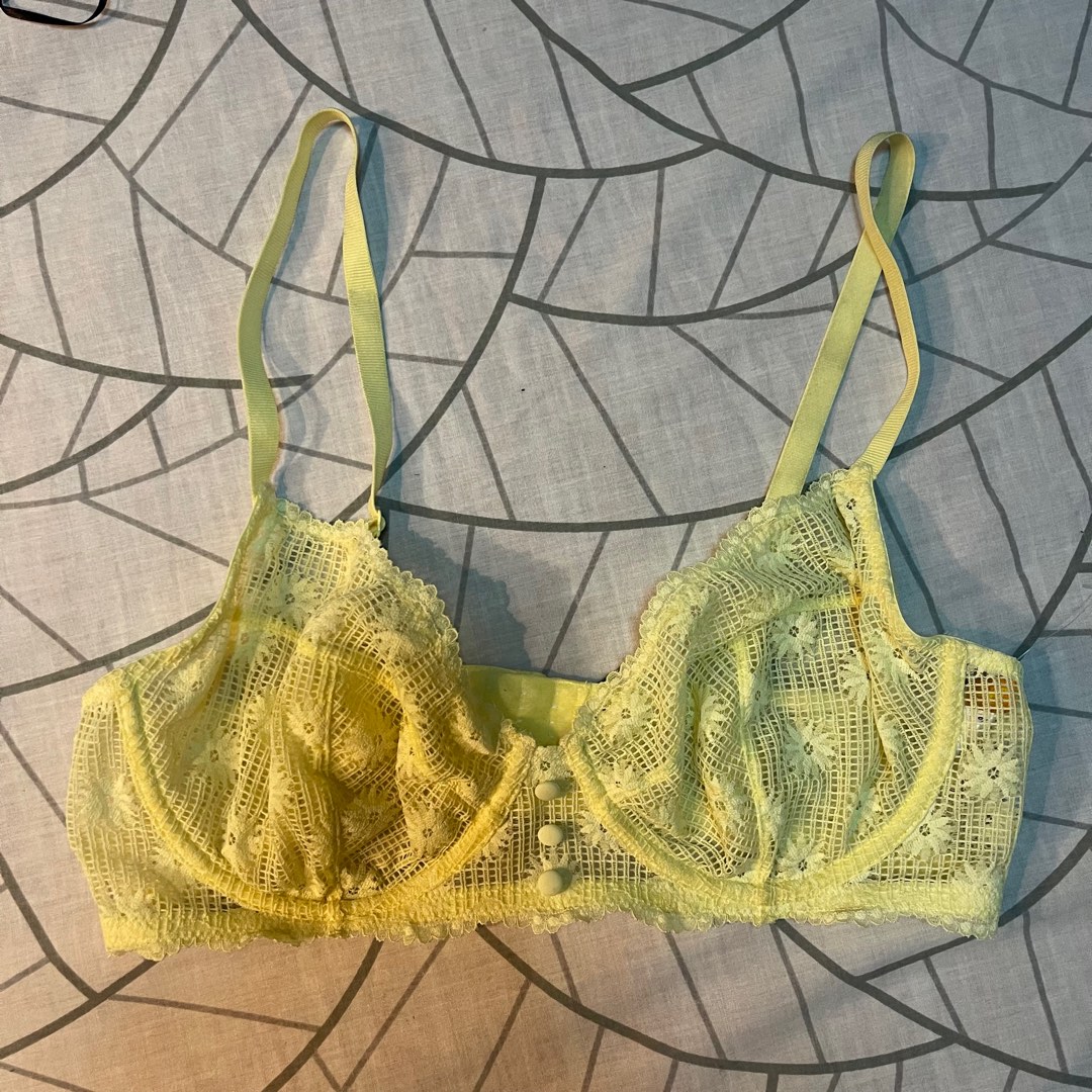 Hop lun Yellow Lace Bra, Women's Fashion, Undergarments & Loungewear on ...