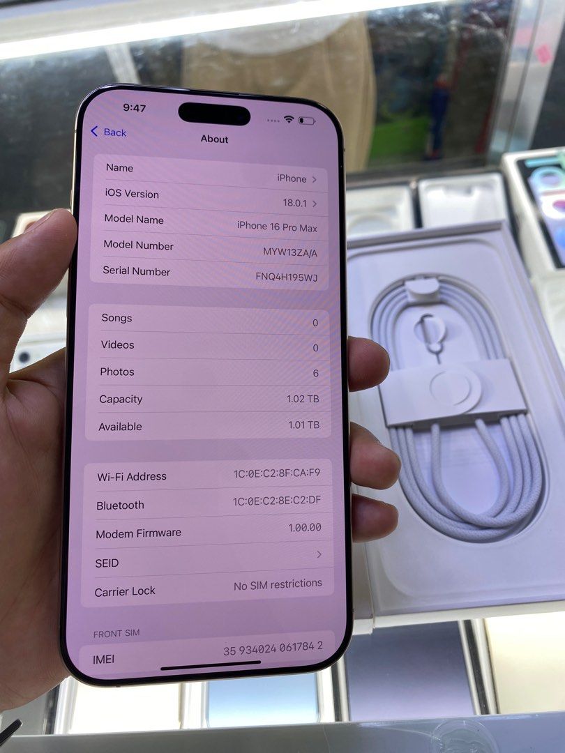 Iphone 16 Pro Max 1 Terabyte 5 cycle count Good as new, Mobile Phones ...