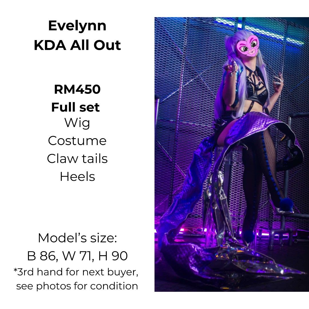 KDA Evelynn cosplay costume full set, Hobbies & Toys, Collectibles ...