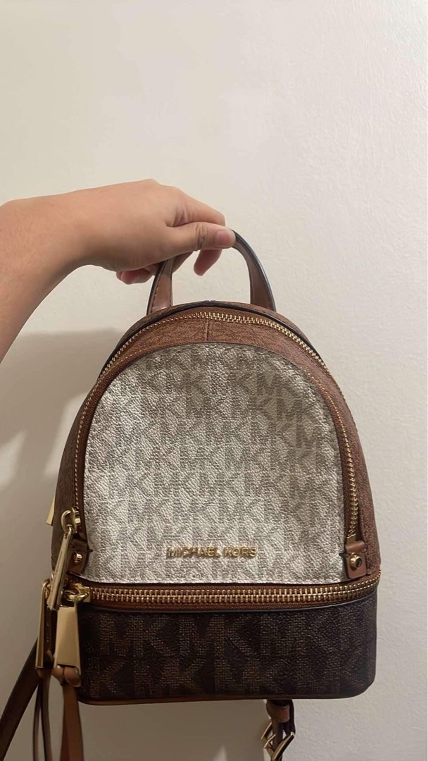 Michael Kors Rhea Mini Color-Black-Logo Backpack, Luxury, Bags ...