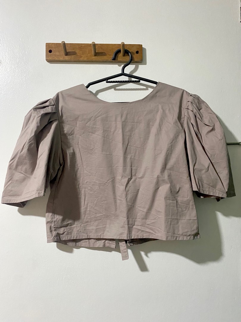 Modern Filipiniana Linen Top in Taupe/ Brown, Women's Fashion, Tops ...