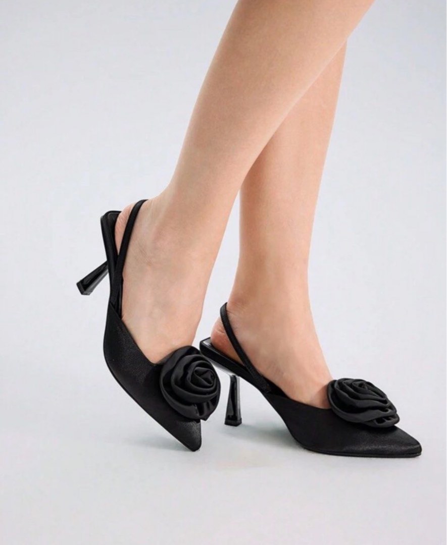 MOTF PREMIUM POINTED TOE STILETTO ROSE EMBELLISHED ELEGANT SINGLE HIGH ...