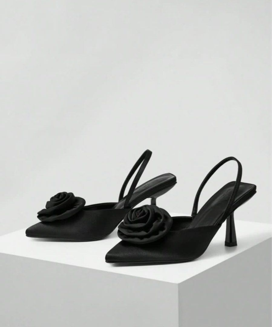 MOTF PREMIUM POINTED TOE STILETTO ROSE EMBELLISHED ELEGANT SINGLE HIGH ...