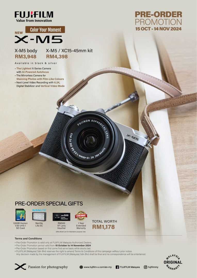 Pre Order Fujifilm XM5 Kit (15-45mm) , Photography, Cameras on Carousell