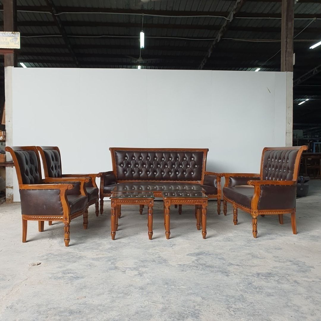 Salina Teak Solid Wood Sofa Set | Set Sofa Kayu Jati Salina, Furniture ...