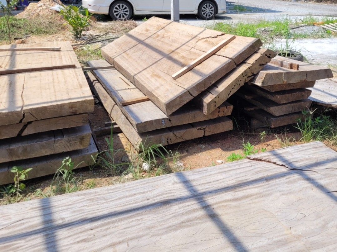 Slab kayu solid, Furniture & Home Living, Outdoor Furniture on Carousell