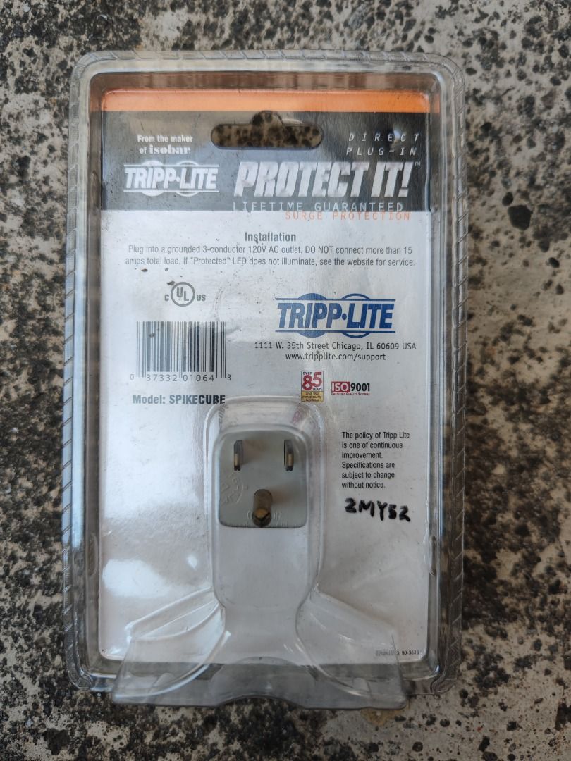 Surge Protector Plug Adapter, White, Connector Type: 5-15R, Plug ...
