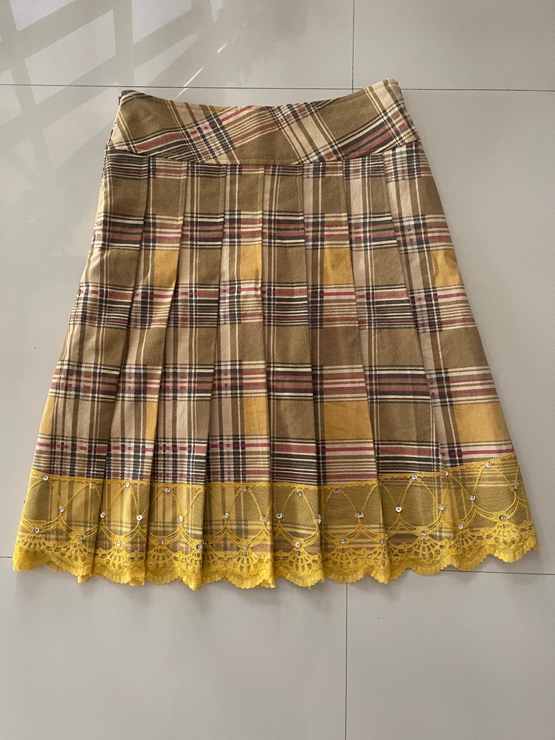 Tartan/ Plaid Goth Nana Structured Pleated Skirt, Women's Fashion ...