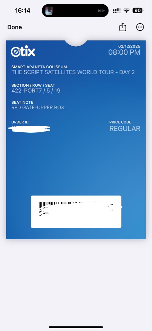 The Script Satellites World Tour E-Ticket (Araneta Day 2), Tickets ...