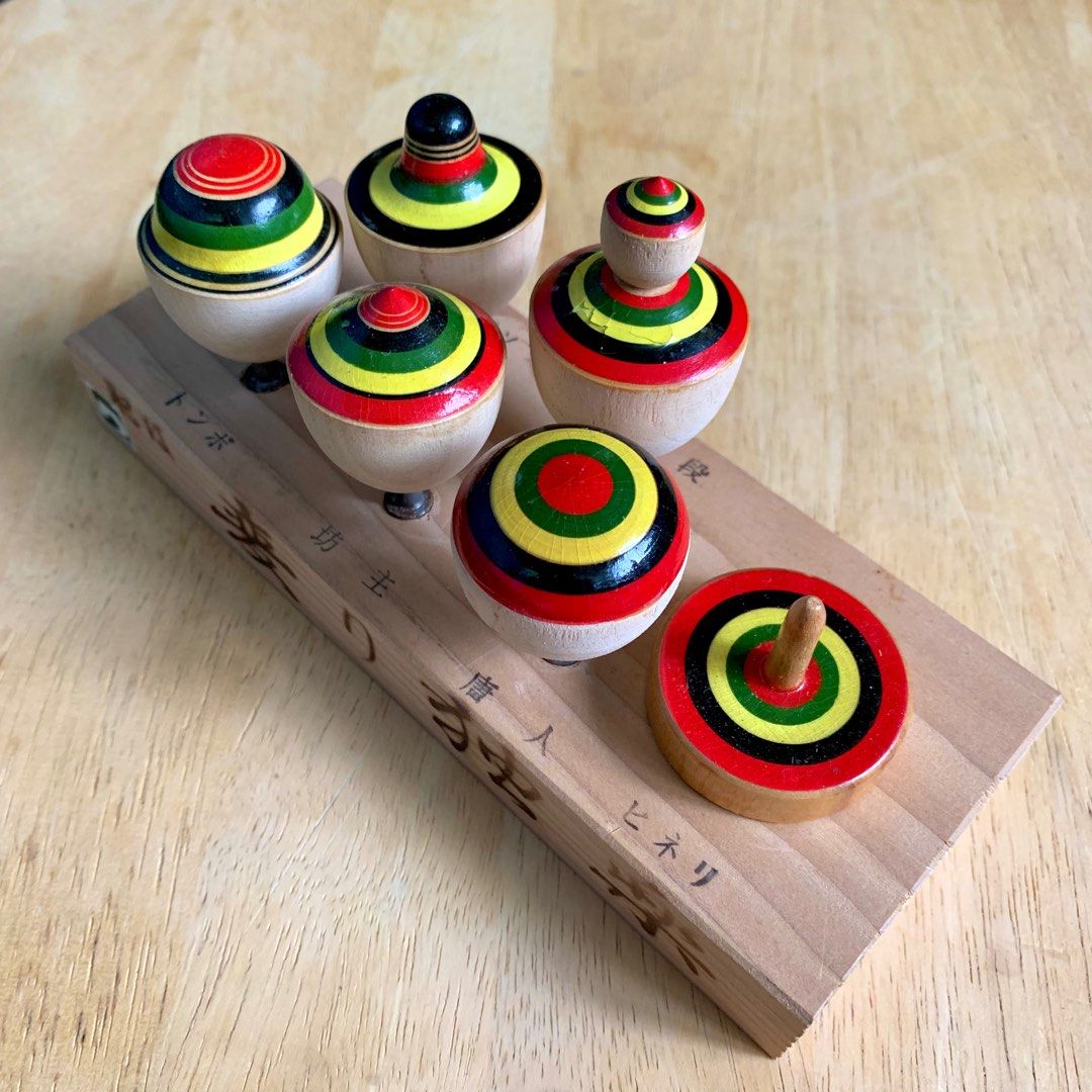 Traditional Wooden Japanese Tops, Hobbies & Toys, Toys & Games on Carousell