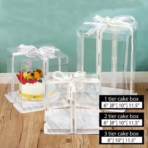 Transparent cake box marble hantaran dulang, Furniture & Home Living ...
