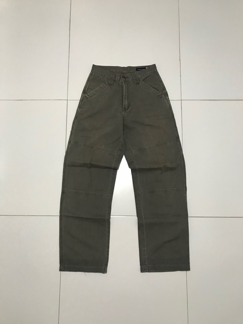 Vintage Bossini moss green double knee baggy carpenter pants | Size 28x41, Men's Fashion ...