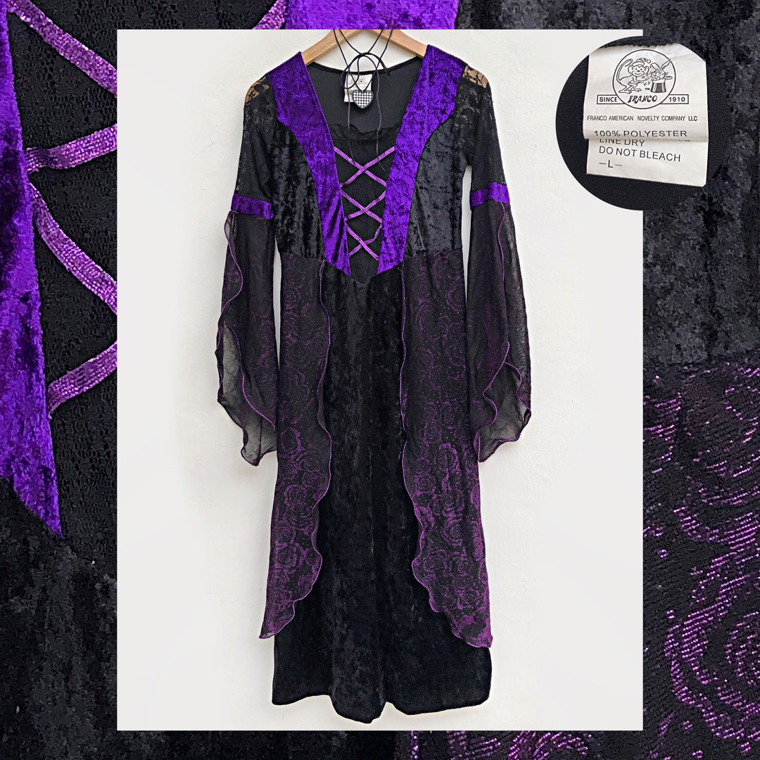 Vintage Witch Whimsigoth Goth Velvet Lace Medieval Halloween Costume ...