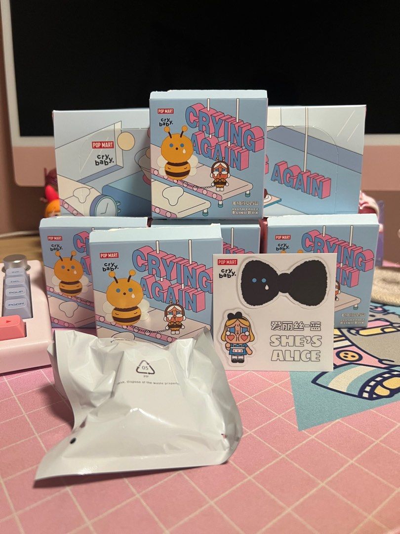 WTS BNIF POP MART CRYBABY Crying Again series - Plush Badge, Hobbies ...