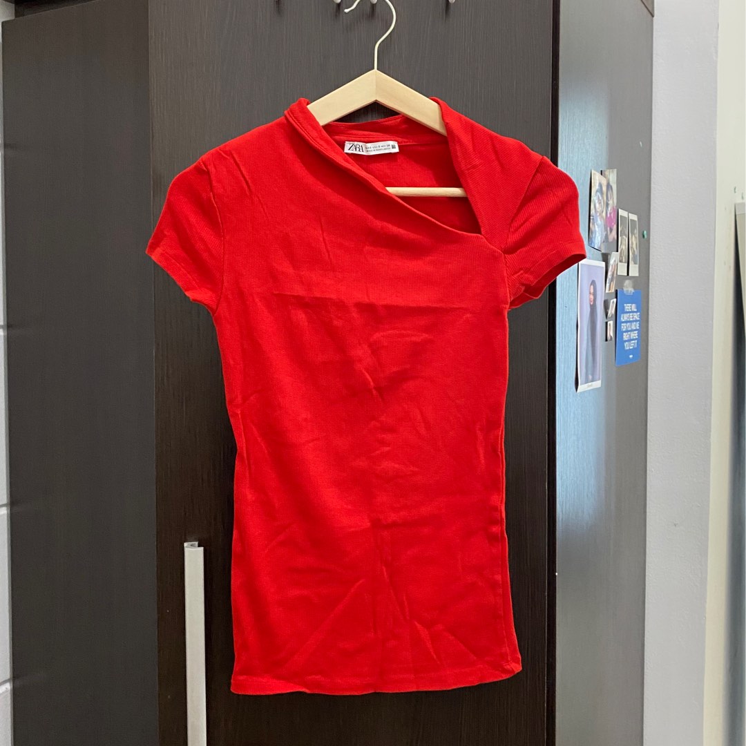 zara red top !, Women's Fashion, Tops, Shirts on Carousell