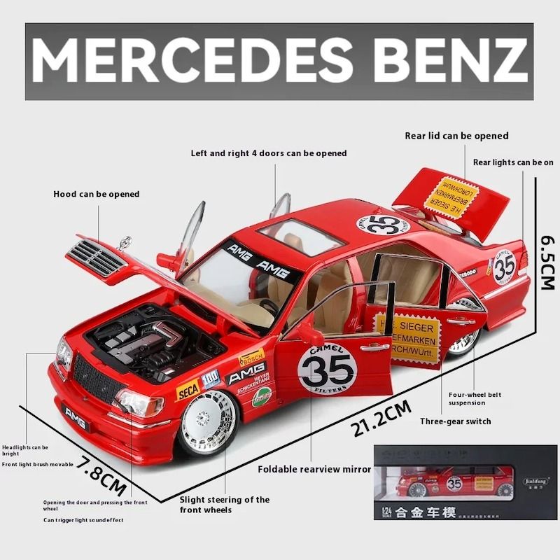 1:24 Tiger Head Mercedes Benz W140 300SEL Modified Version Alloy Model ...