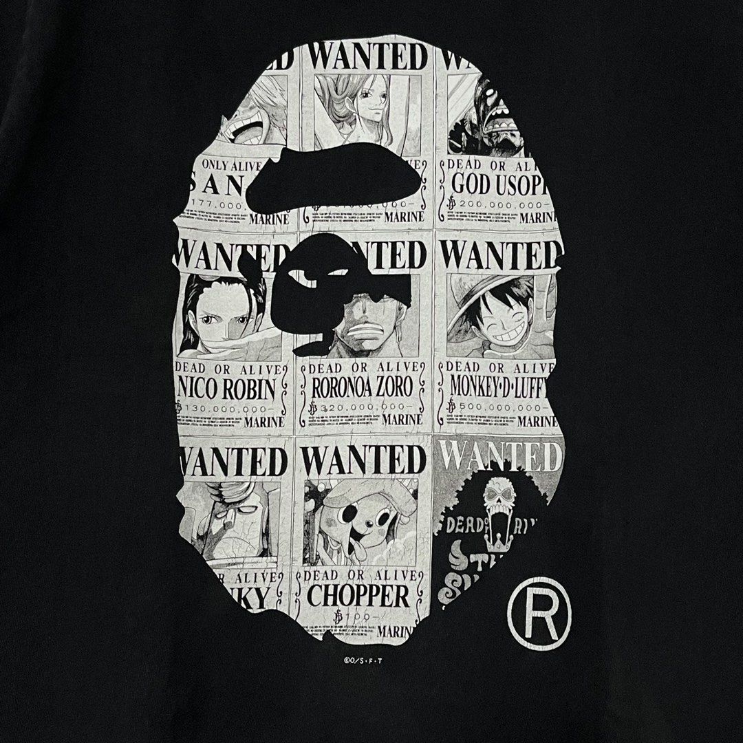 A Bathing Ape Baby Milo x One Piece Wanted Characters L Size, Men's ...