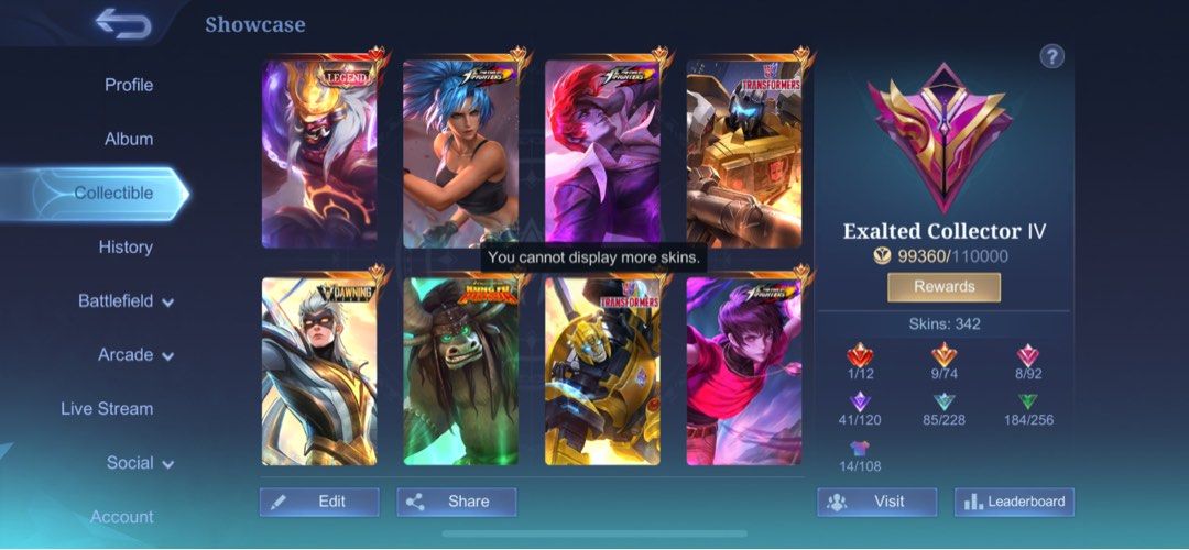 ACC MLBB(MOBILE LEGEND) FOR SALE!!! CAN NEGO!! EXALTED COLLECTOR ...
