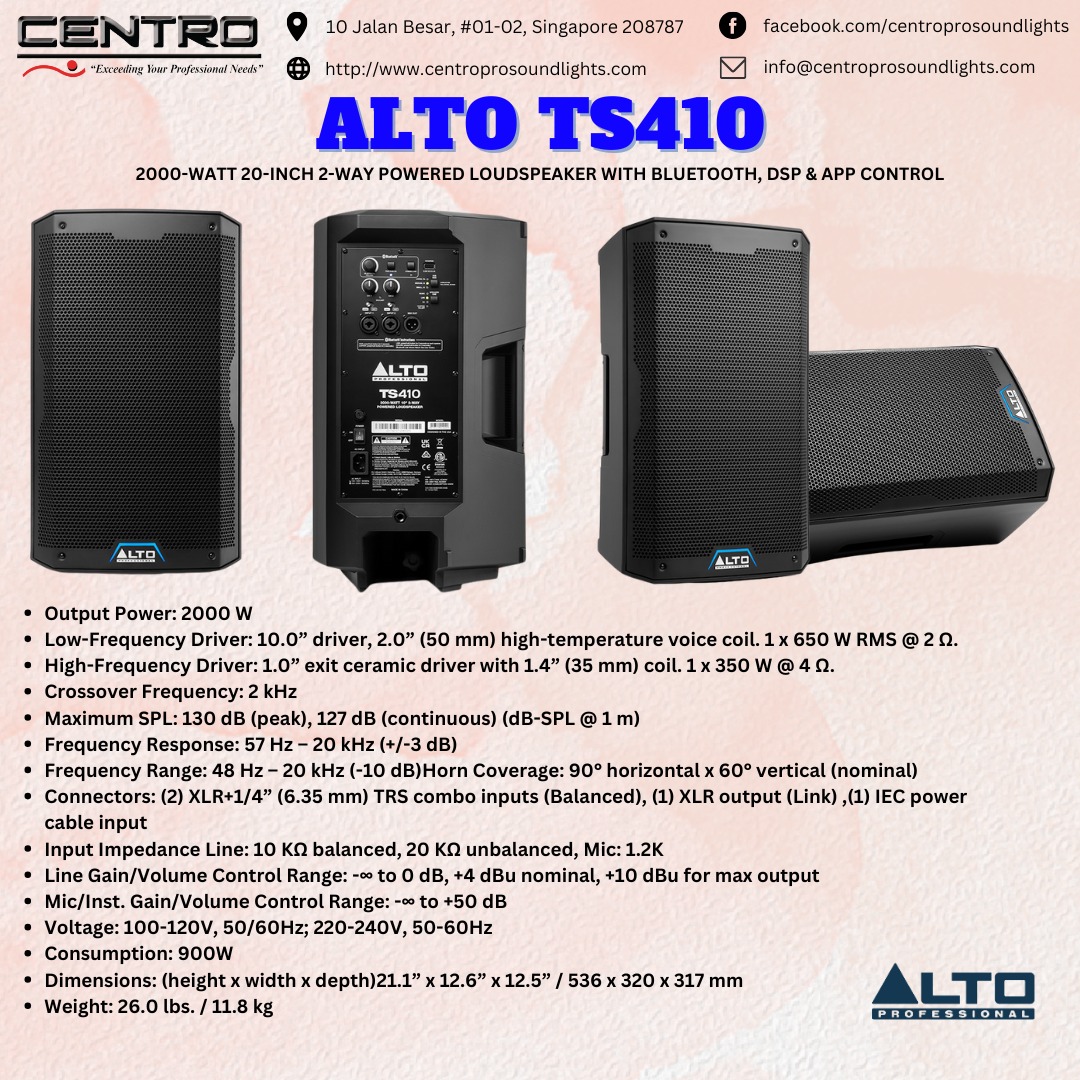 ALTO PROFESSIONAL - TS410 2000-WATT 10-INCH 2-WAY POWERED LOUDSPEAKER ...