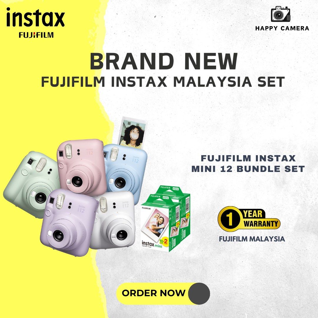 BRAND NEW FUJIFILM INSTAX MINI 12 BUNDLE SET WITH 20 FILMS (FUJIFILM MALAYSIA), Photography ...