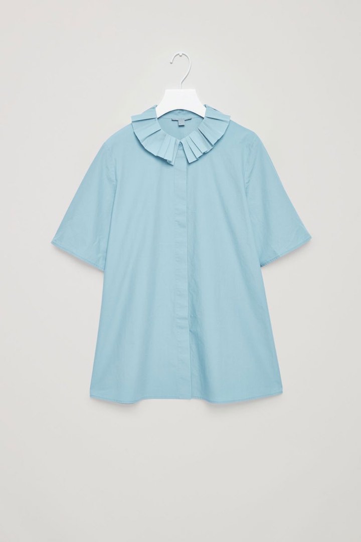 COS pleated collared top, Women's Fashion, Tops, Blouses on Carousell