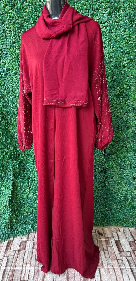 Konya Jubah Abaya Burj Abaya Saiz 56. Warna maroon. Sekali matching ...