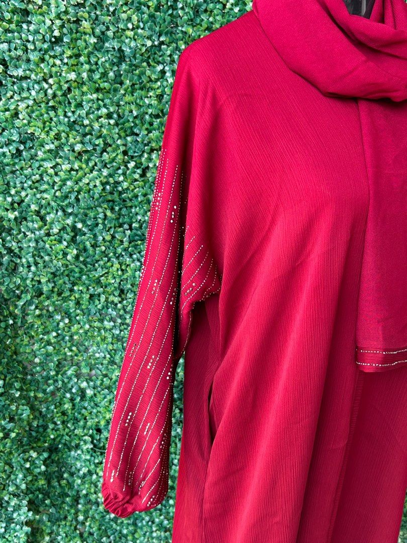 Konya Jubah Abaya Burj Abaya Saiz 56. Warna maroon. Sekali matching ...