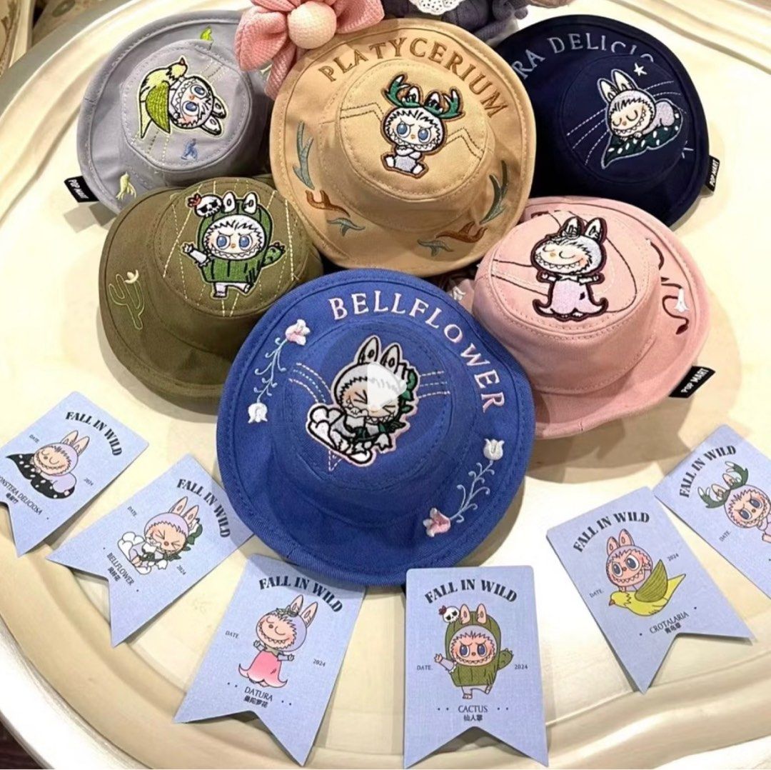 Labubu fall in wild series bucket hat, Everything Else on Carousell
