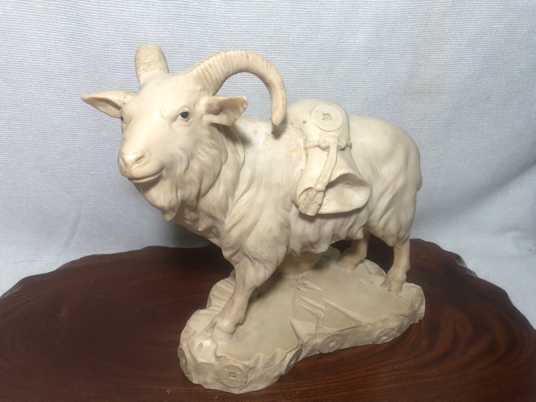 Lucky Charm Resin Goat Statue Carrying Bag of Gold, Hobbies & Toys ...